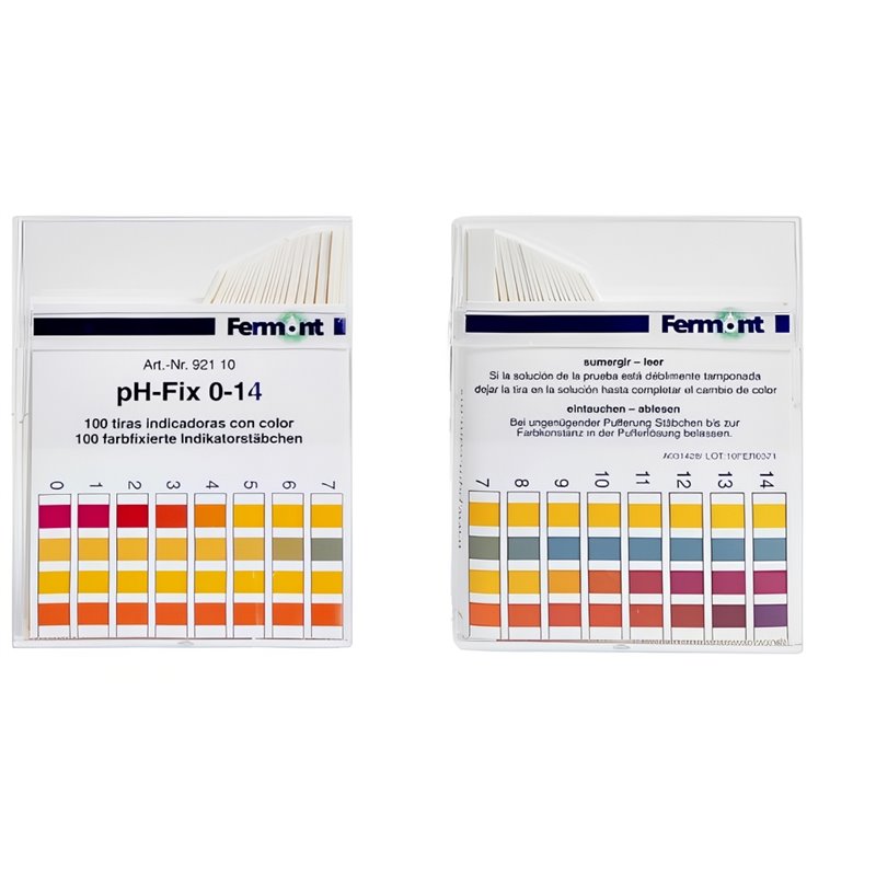 Tiras indicadoras para pH, rango de pH de 0 a 14, paquete de 100
